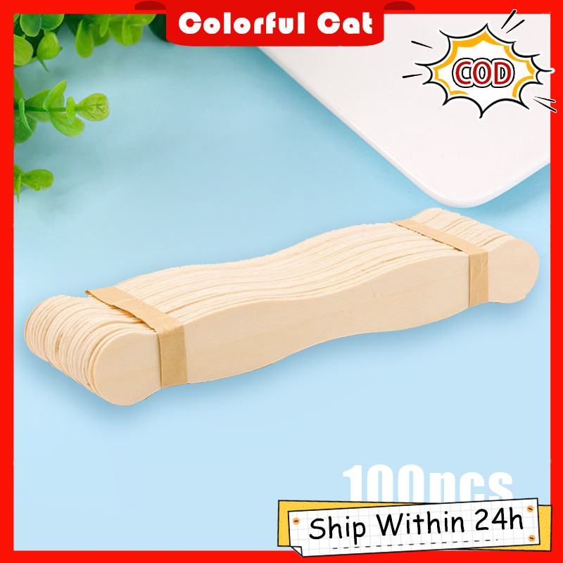 100Pcs 8inch Fan Wooden Handle Craft Popsicle Stick Ice Cream Stick ...
