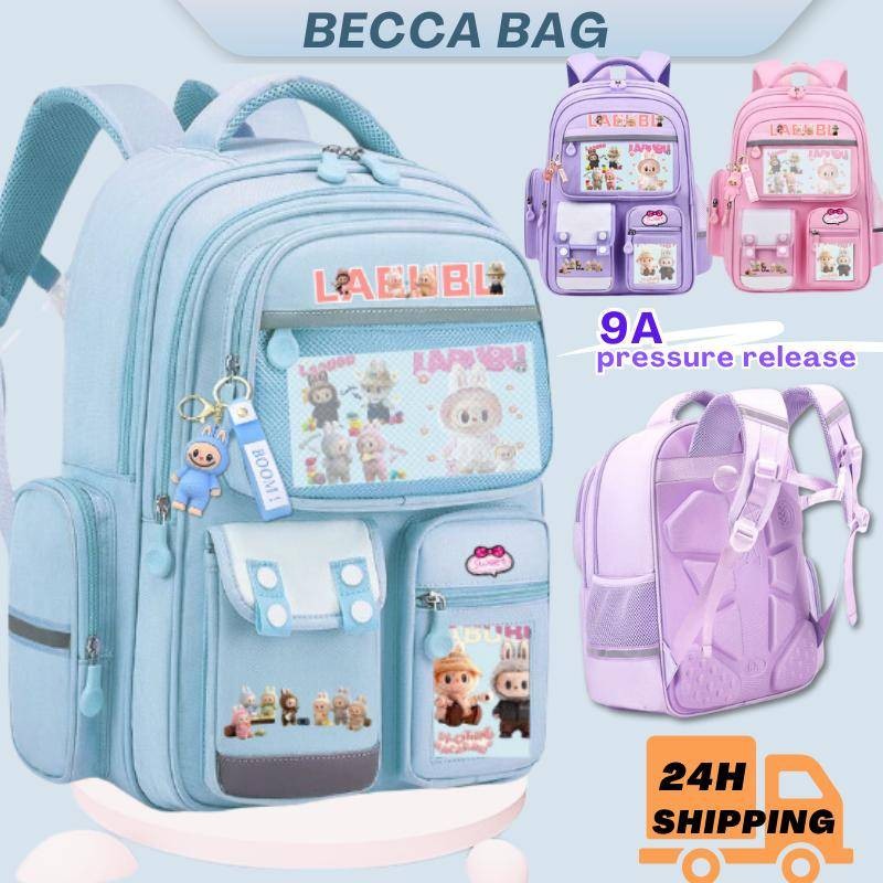 In stock)Labubu cute cartoon school student children school bag ...