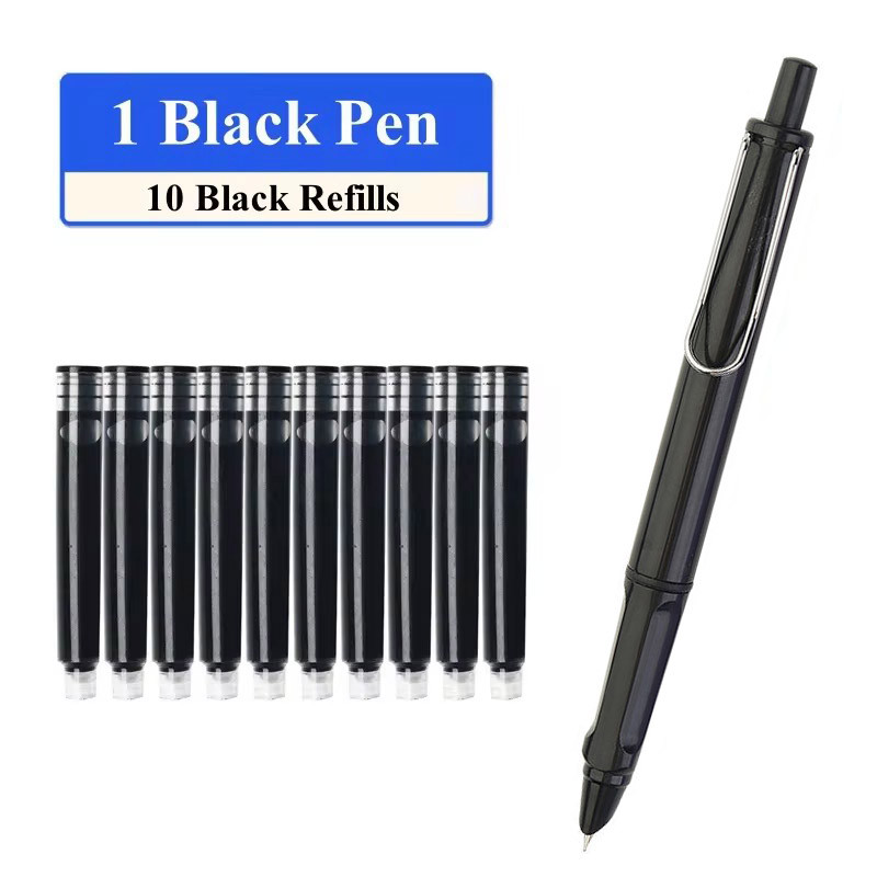 0.38mm 1 Fountain Pen +10 Refills Creative Retractable Design ...