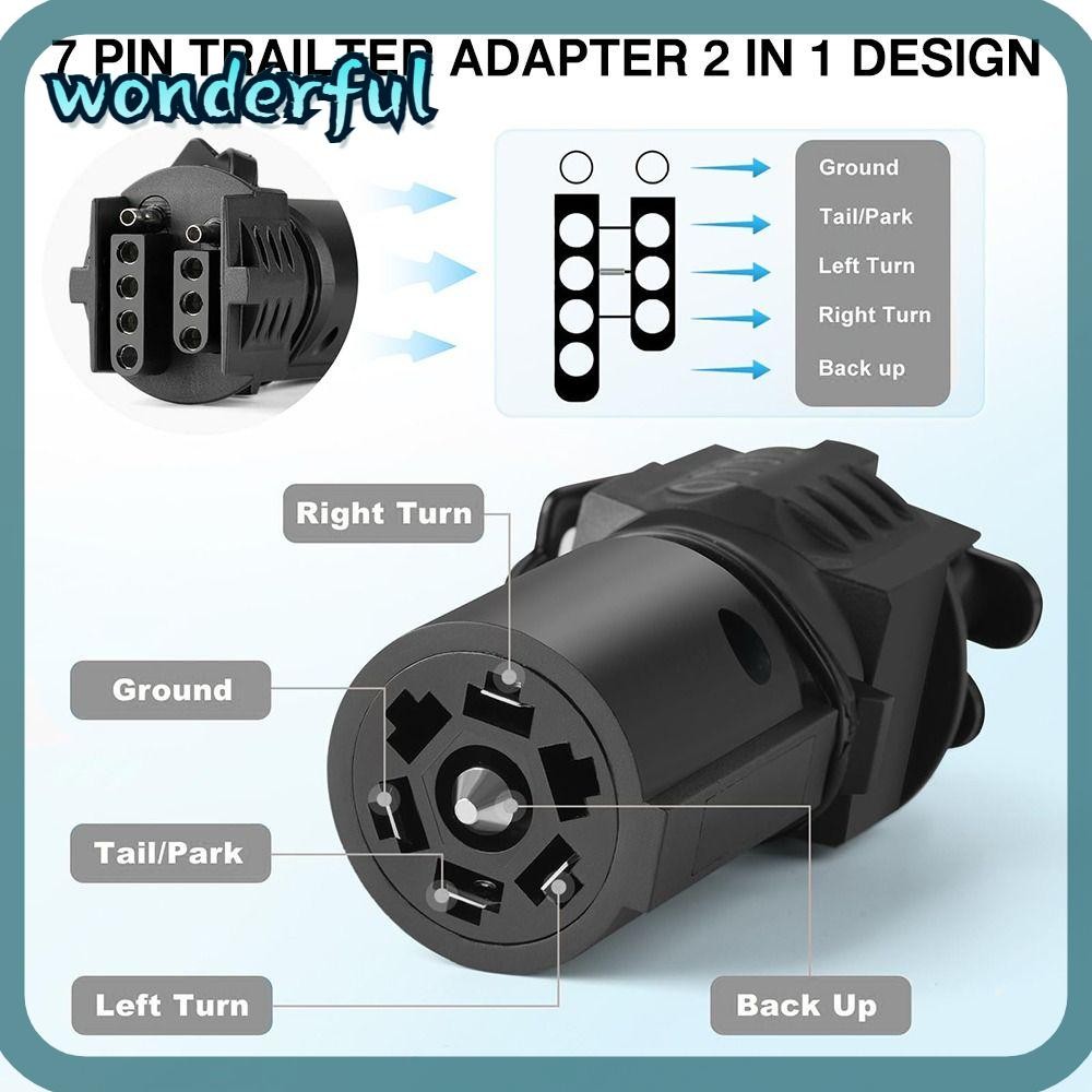 WONDER Trailer Plug Adapter, American Standard 2 in 1 Design RVS ...