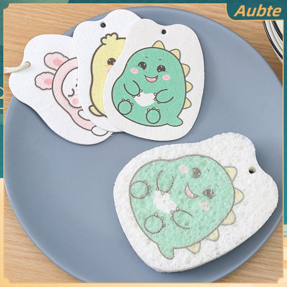 Aubte Cartoon Sponge Absorbent Sponge Stain Removal No Oil Dishcloth ...