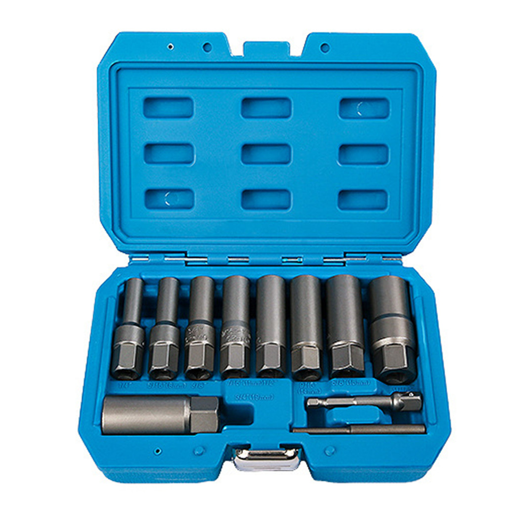 Screw Extractor 11-Piece Set 3/8 65mm Broken Nut Extension Extractor ...