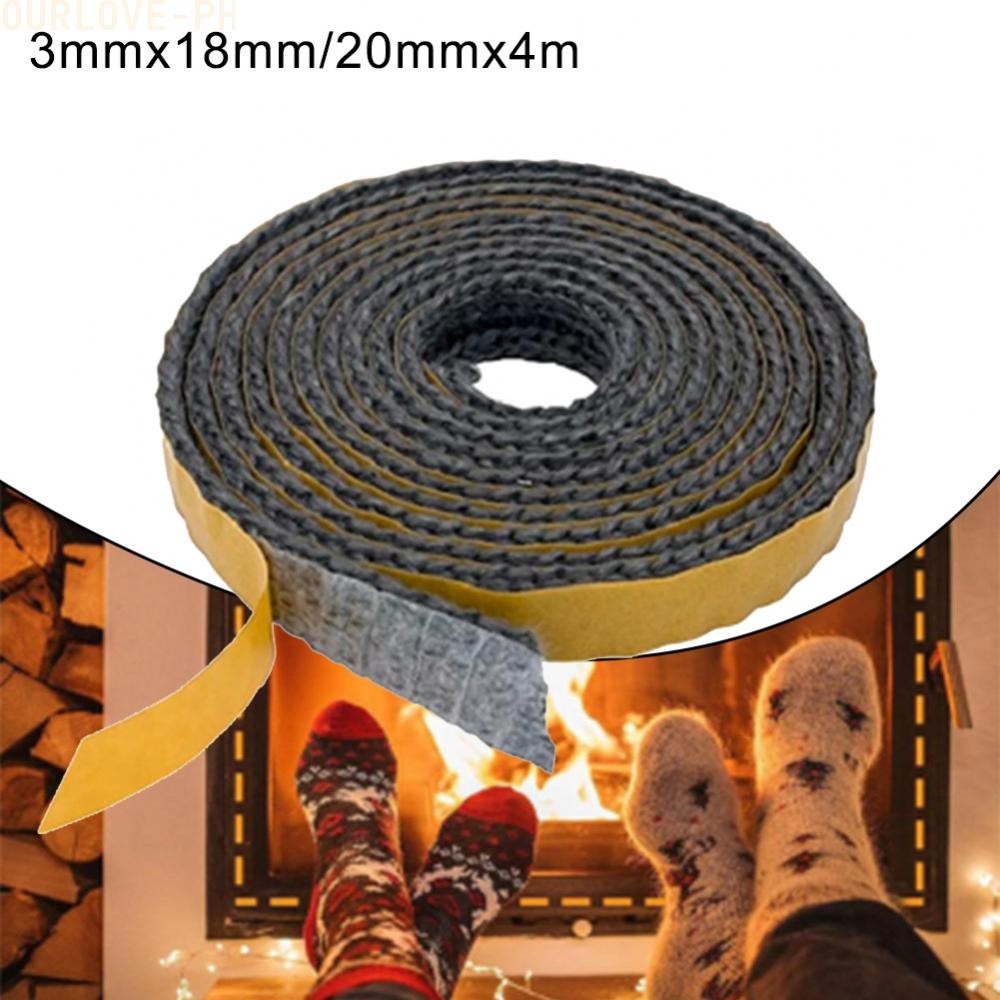 Adhesive Fireplace Sealing Rope 4m Black Flat Stove Rope for Insulation ...