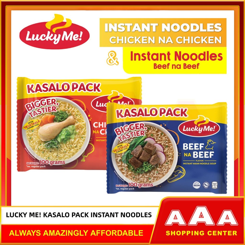 Lucky Me! 100g Instant Mami Noodle Soup (3+3 Combo Pack) Beef na Beef ...