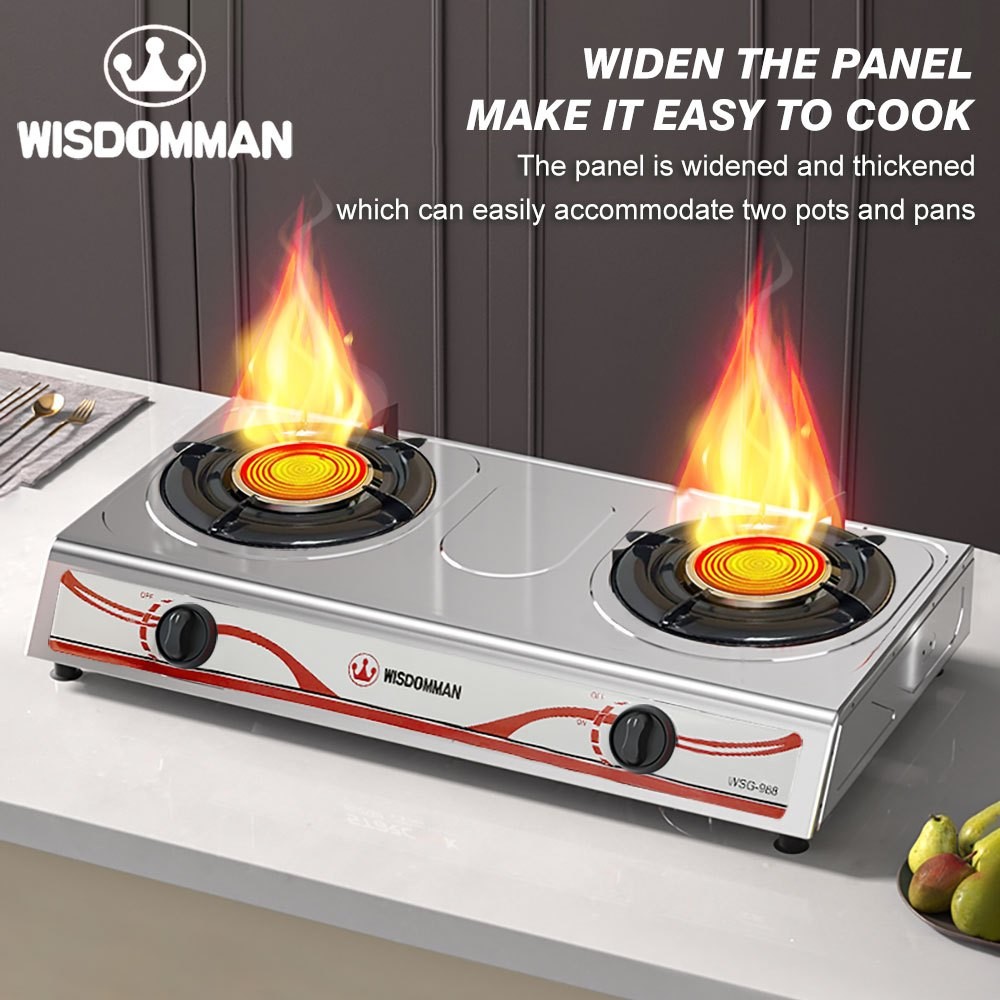 WISDOMMAN Infrared gas stove dual stove household stainless steel ...