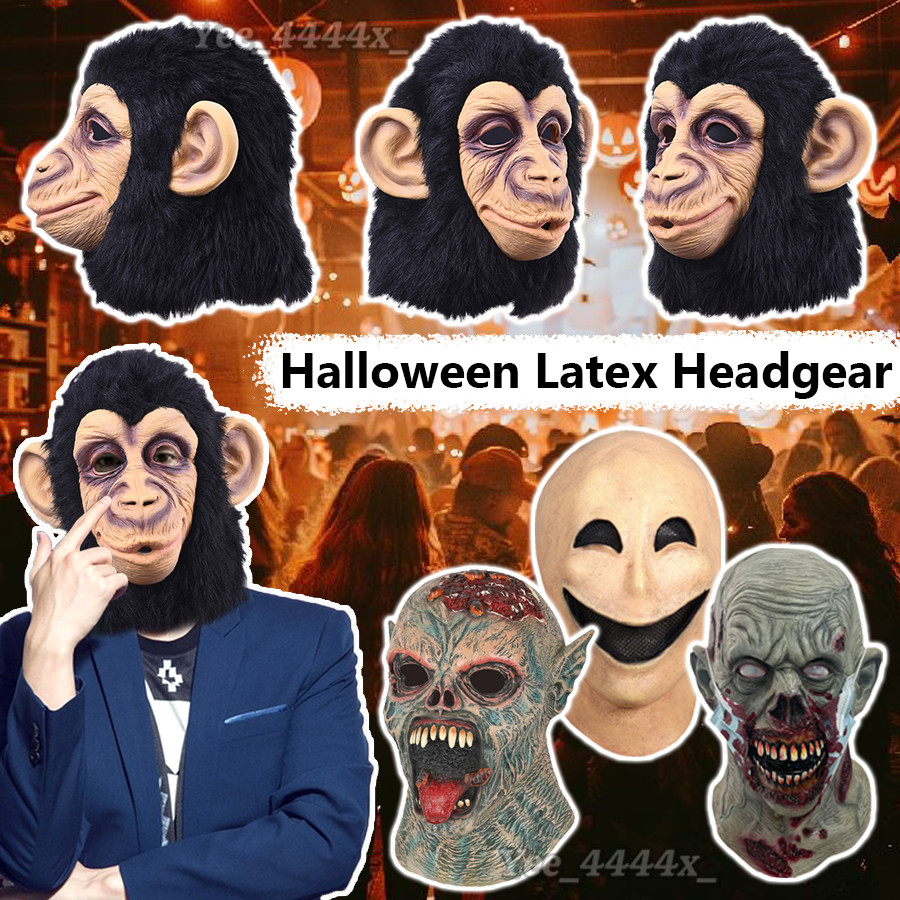 Scary Gorilla Mask Creepy Monkey Latex Headgear Horror Zombies Head ...