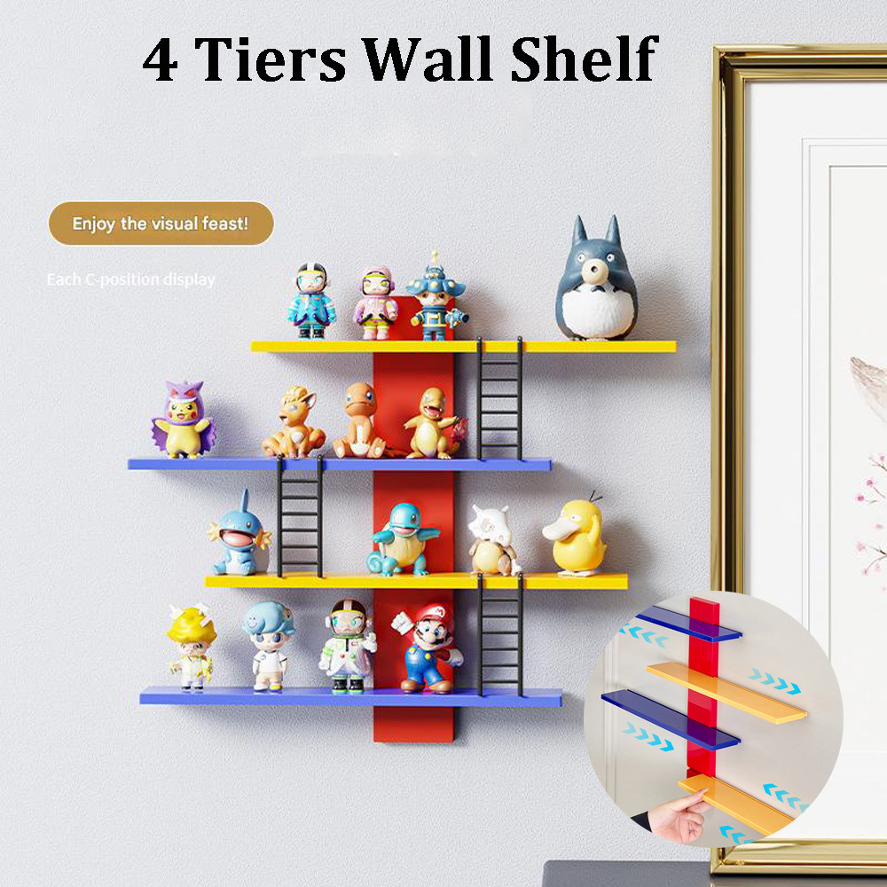 Wall-Mounted Figure Display Stand Colorful DIY Hanging Display Shelf ...