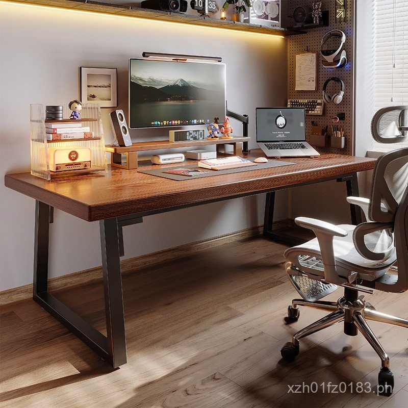 Double Desk Workbench Desk Solid Wood Desktop Bedroom Home Use FGZ0Desk ...