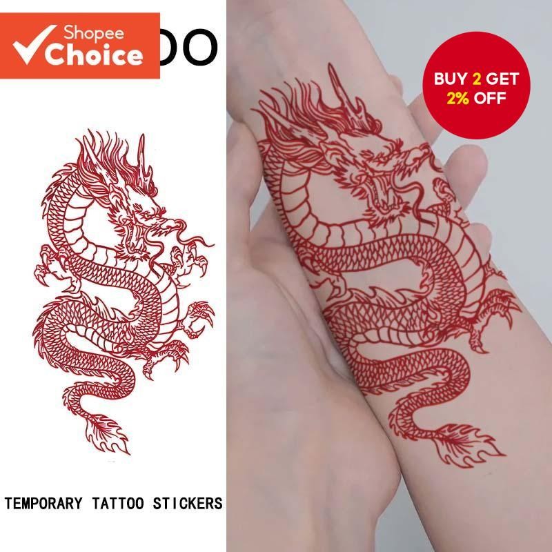Colorful Dragon Temporary Tattoo Realistic Arm Design Easy Application ...