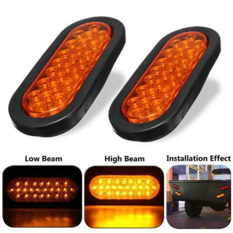 2x 12V 24 Led Oval Truck Trailer Stop Turn Tail Brake Light Taillight ...
