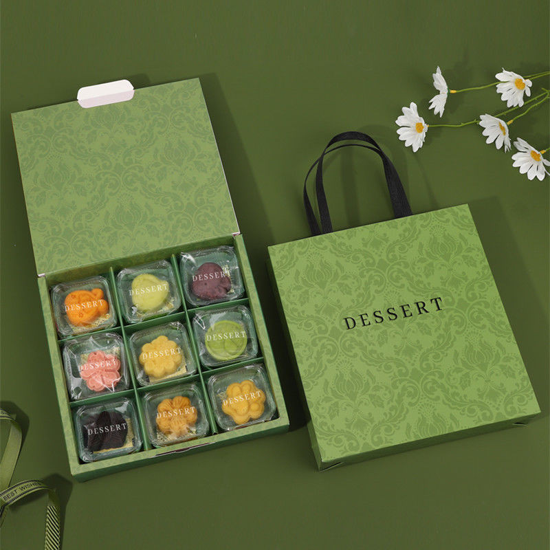 9 Gongge Mung Bean Cake Packaging Box 80g Snow Skin Flowing Heart ...