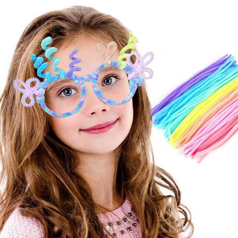 100Pcs Colorful Dense Fuzzy Wire Chenille Yarn Pipe Cleaner Fluffy ...