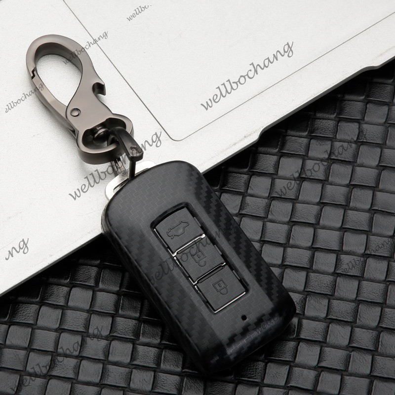 Carbon Fiber ABS Matte Car Key Case Cover for Mitsubishi Strada 2023 ...