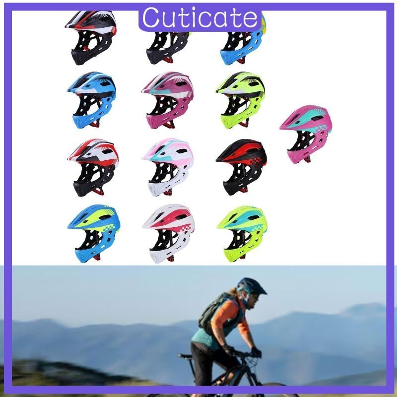 [CUTICATE] Kids Bike Full Face Helmet Protective Helmet Adjustable Road Mountain Bike Helmet for ...