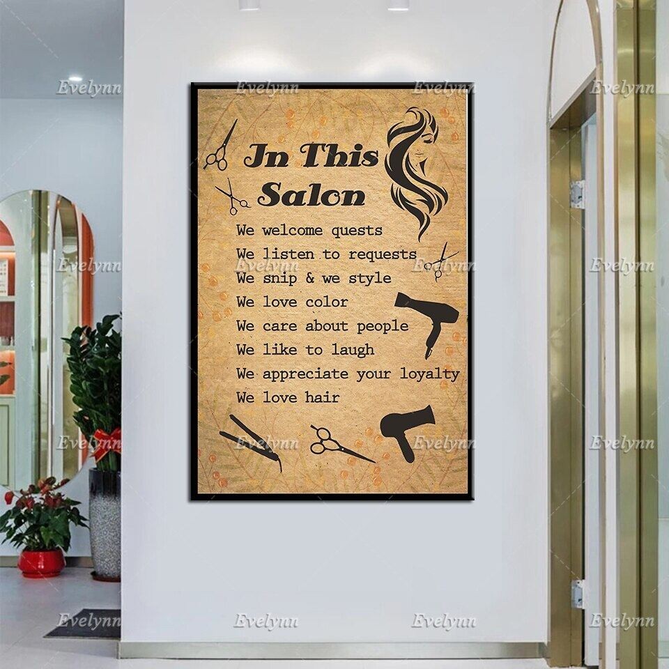 Poster Retro Hair Salon Poster Wall Art Barber Shop Canvas Prints Salon ...