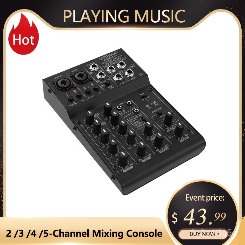 RQ4-Channel Mini Mixing Console Digital Audio Mixer 2-band EQ Built-in ...