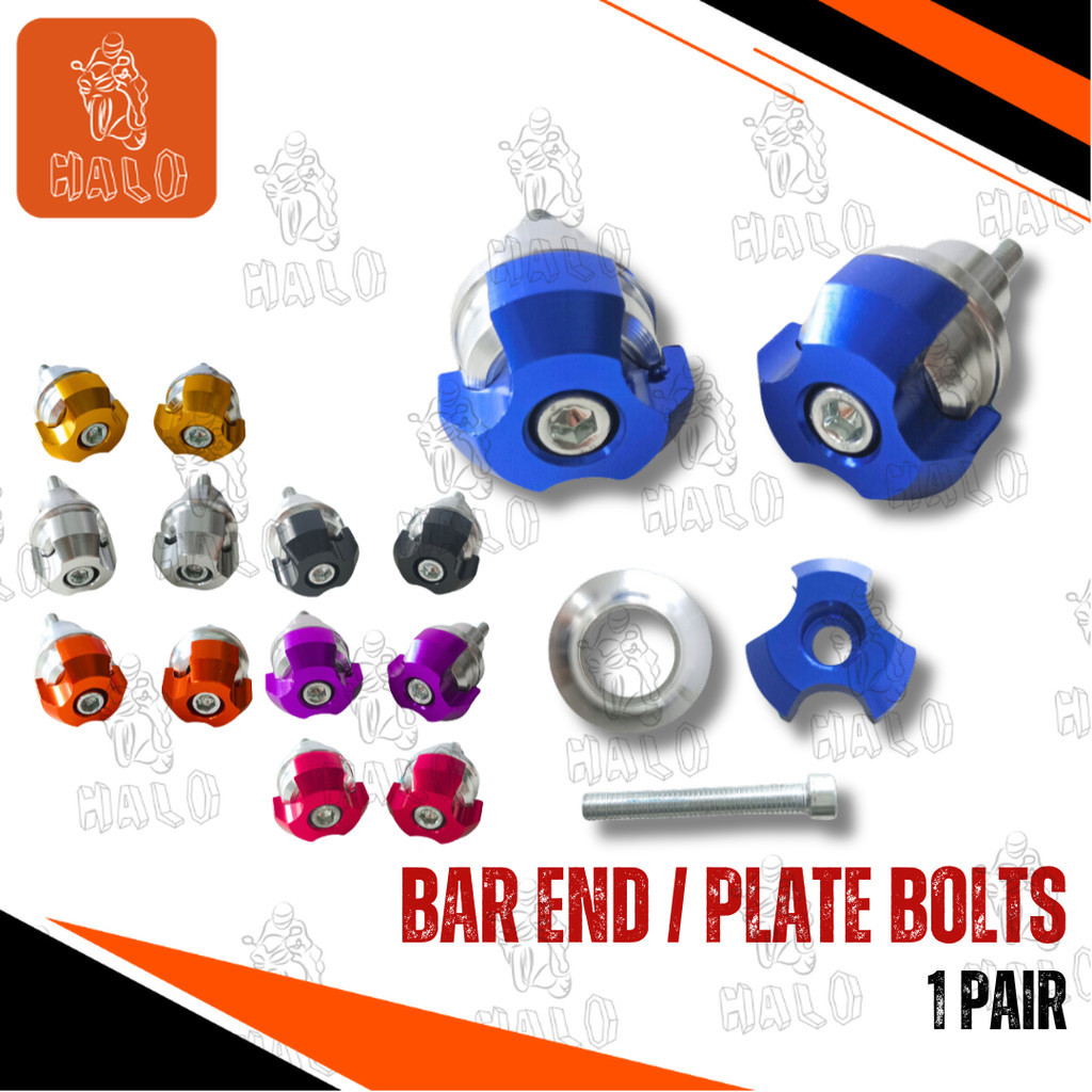[HALO MOTOR] MOTORCYCLE BAR END / PLATE BOLTS 3 CURVE SCREW BOLT TYPE ...