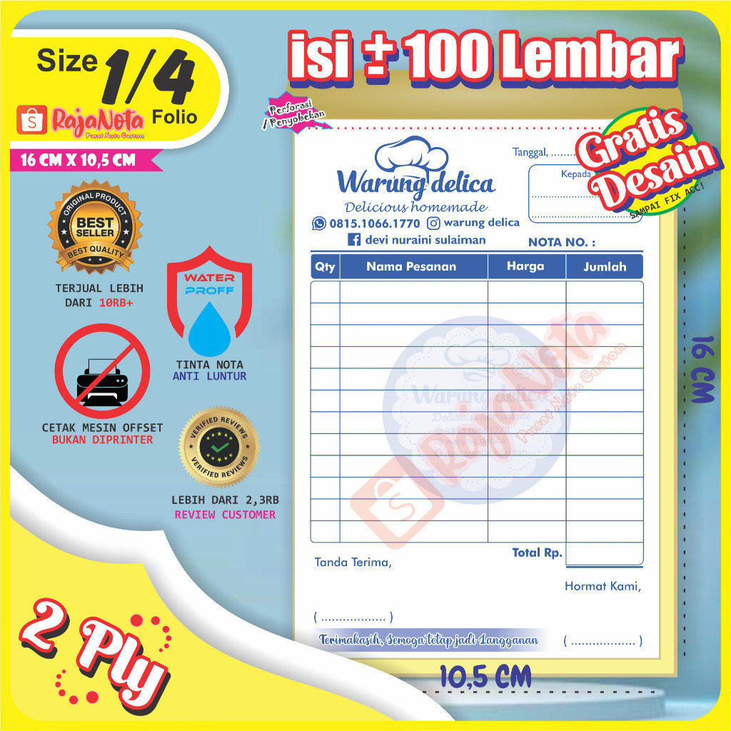 1/4 F 2Ply NOTE OLSHOP OWN NAME / CUSTOM NOTE 2 FRAME SIZE 1/4 Folio 2 ...