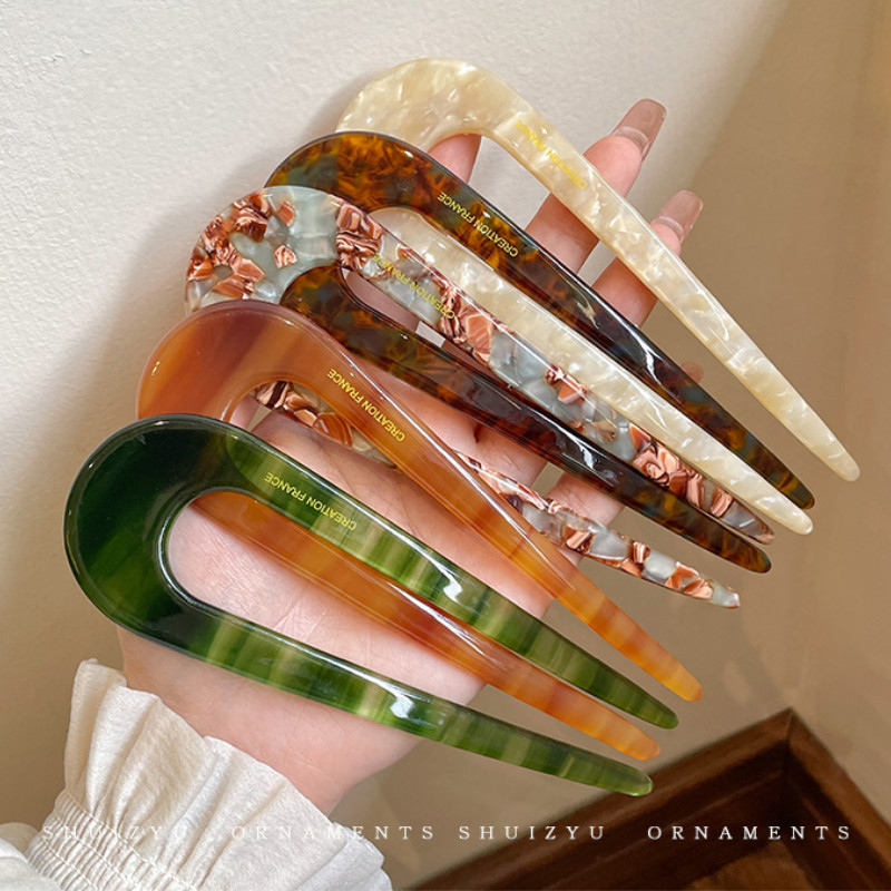 Acetate U-shaped Hairpin New Chinese Style Hairpin Fixed Hairpin Comb ...