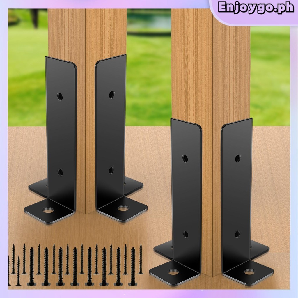 4Pcs Post Anchor Base Iron Deck Post Base Brackets Half Column Deck ...