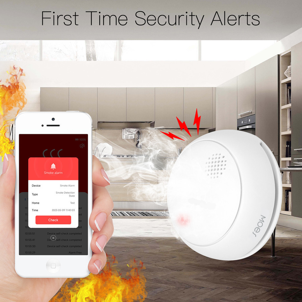 Home Kitchen Ceiling Tuya Fire Wireless Alarm Smart Zigbee Smoke ...