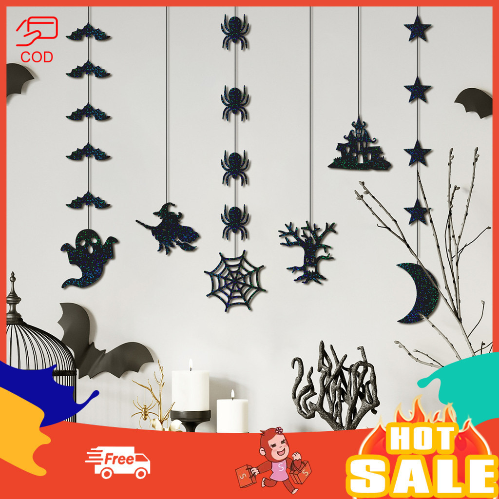 TW-Halloween Decoration Set Spooky Bat Spider Ghost Garland Streamers ...