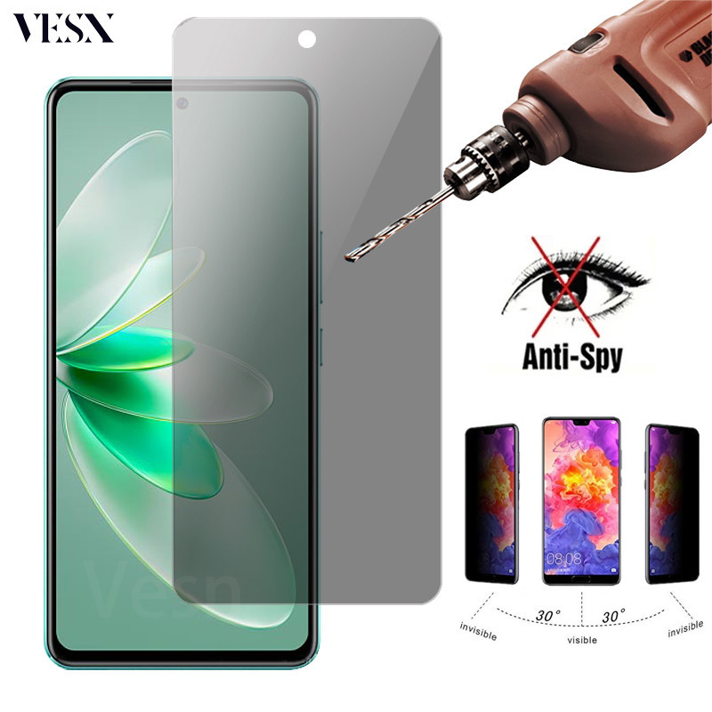Anti-Spy Privacy Tempered Glass Screen Protector For VIVO V40 V30 Lite V29E V27E V25 V25E V23 ...