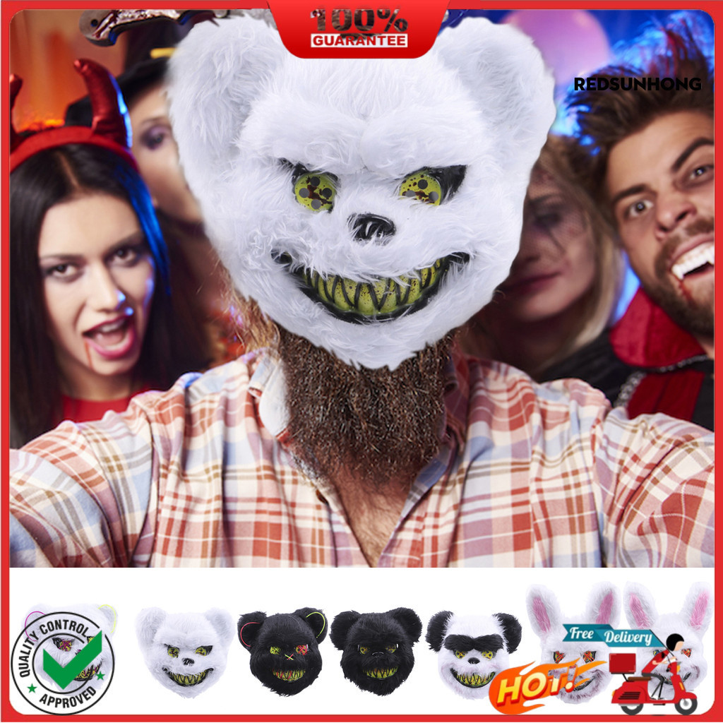 COD→☃Horror Face Cushion Light-Up Scary Furry Party Prop Bear Rabbit ...