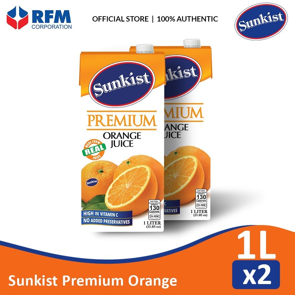 Sunkist Premium Orange Juice 1L - Set of 2s | Shopee Philippines