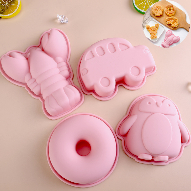 Cartoon Cartoon diy Silicone Baking Cake Mold Donut Large Ice Cube Mold ...