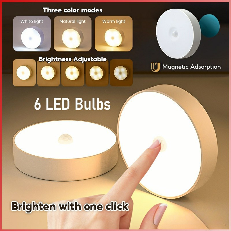 Stick Tap Push Lamp Night Light USB Rechargeable Stick-on Push Light ...