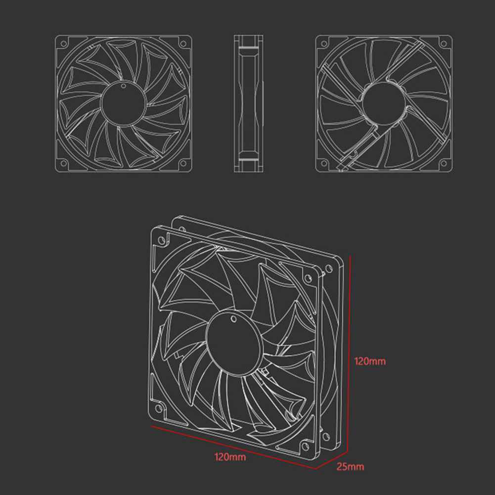 UK ID-COOLING 4 Pin 120mm Desktop Chassis Fan DC 12V Computer PC Case ...
