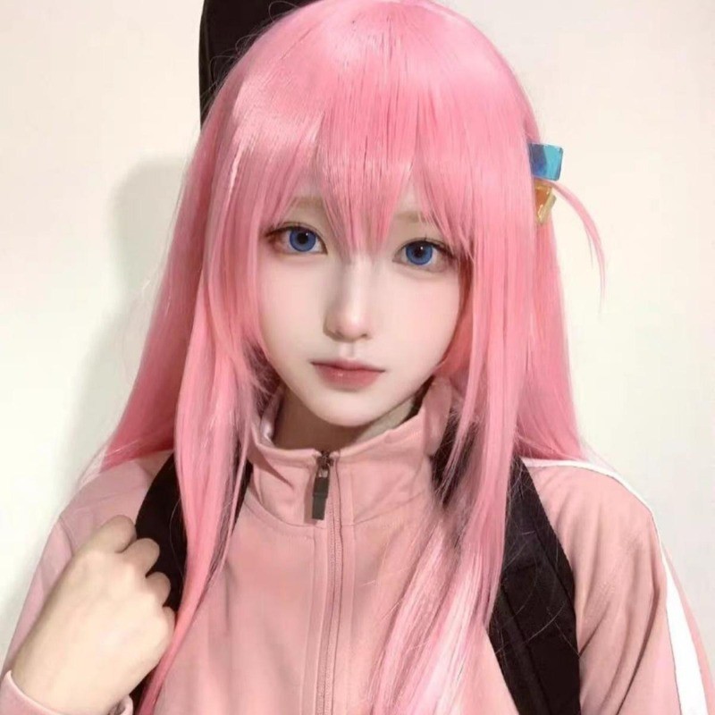 Cosplay Wig with Bangs light pink wigs Synthetic Costume Wigs Long ...