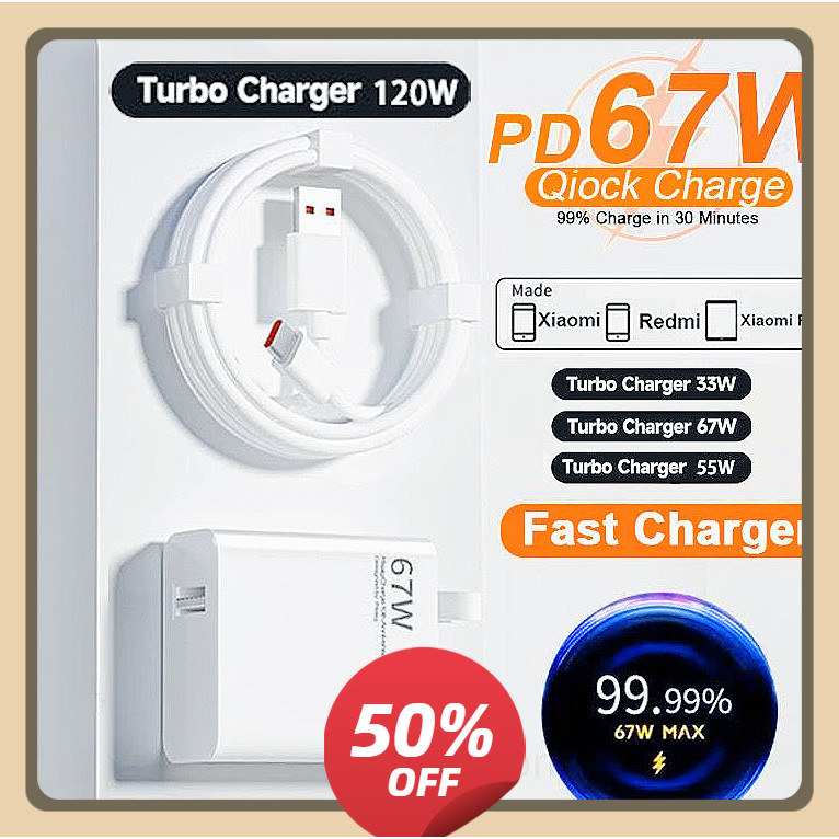 67W fast wall charger for mobile phones Xiaomi Redmi 120W Note 9 8 7 ...