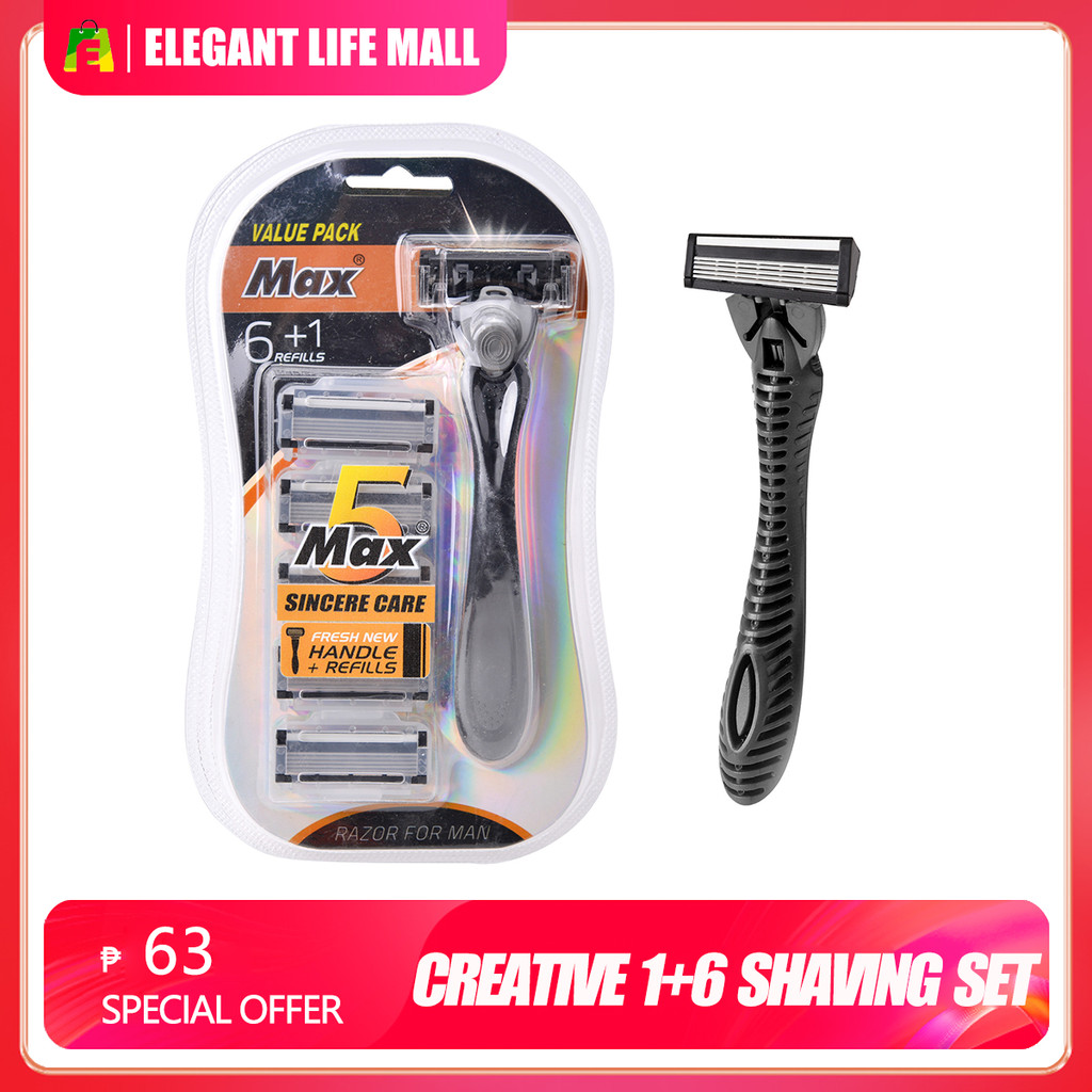 1+6 Shaving Set Disposable Razor 5-layer Induction Stainless Steel ...