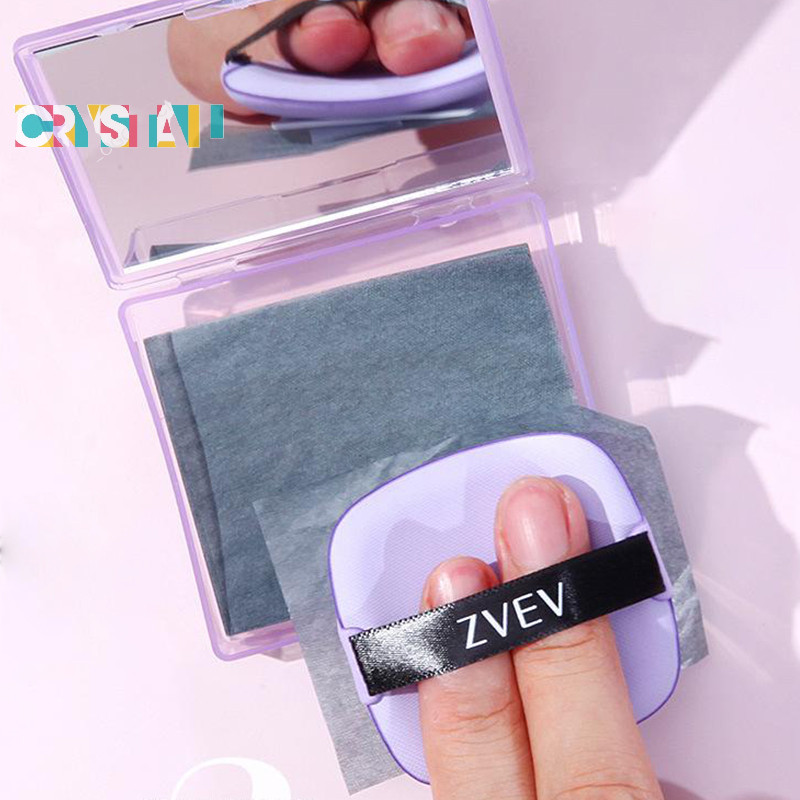 Crystal- 100 Sheets Portable Face Oil Absorbing Paper With Mirror Case ...