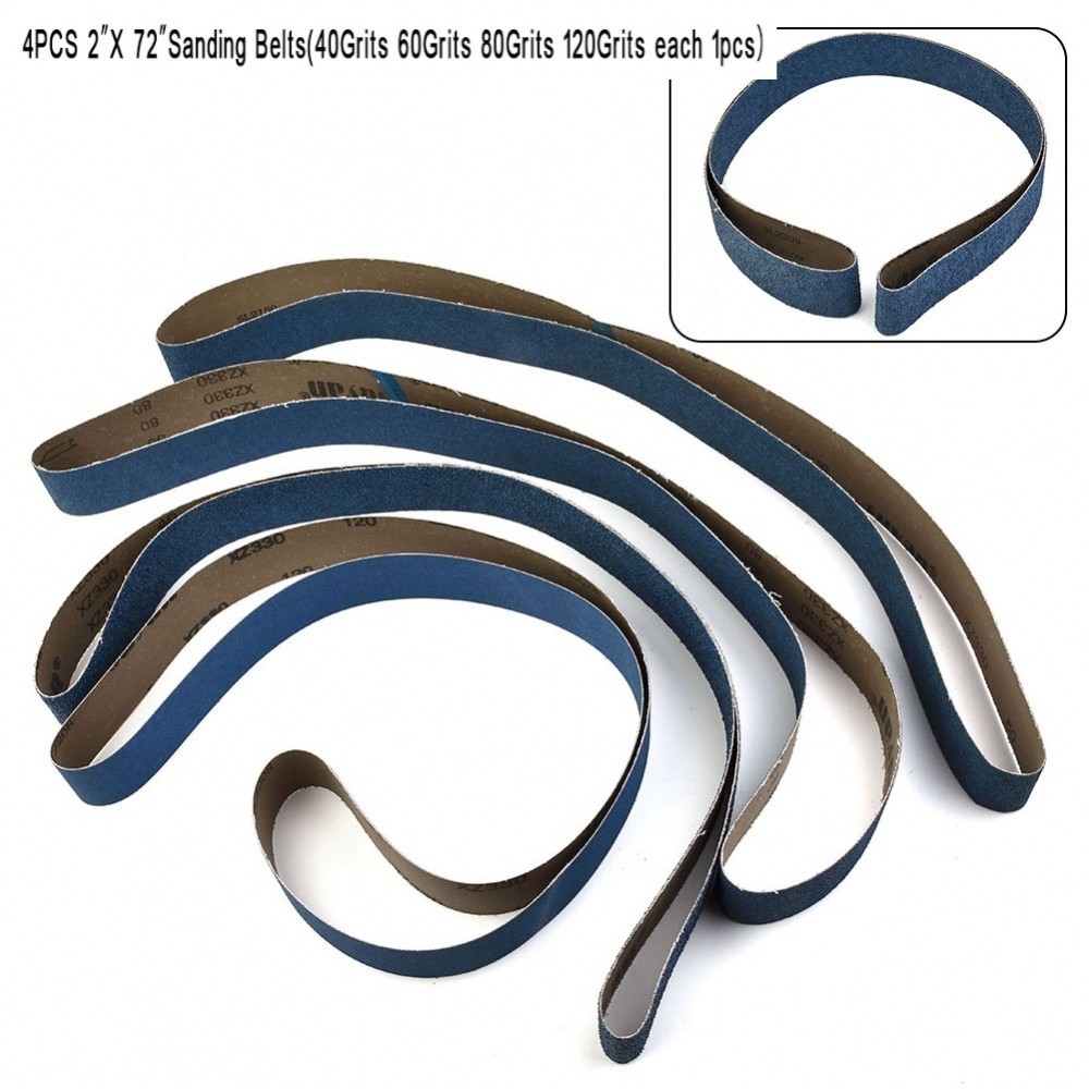 40/60/80/120 Grit 4pcs 2"x 72" Rotary tool Replacement Metal Blue ...