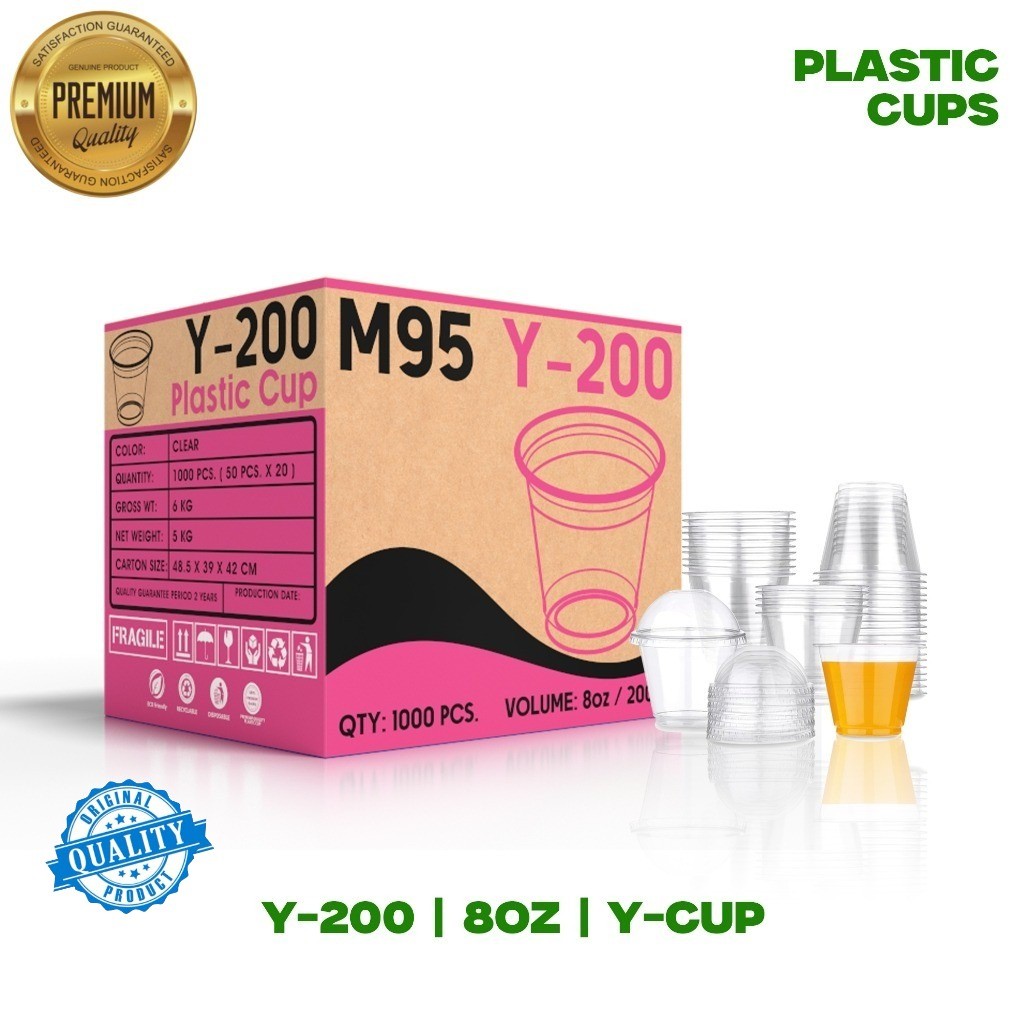 SCY 1 Box 8oz Y-CUP PP Plastic Clear 95mm Iced Coffee Milktea Cup ...
