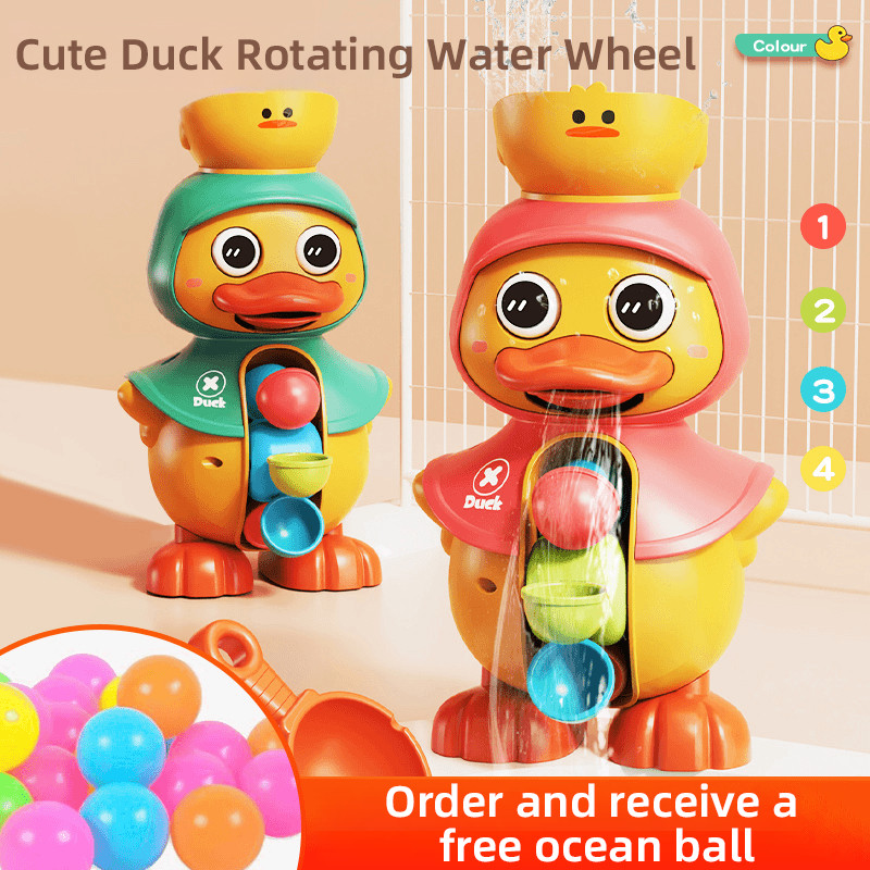 Children's Baby Duck Spinning Water Wheel Bath Toy for Bathing and ...