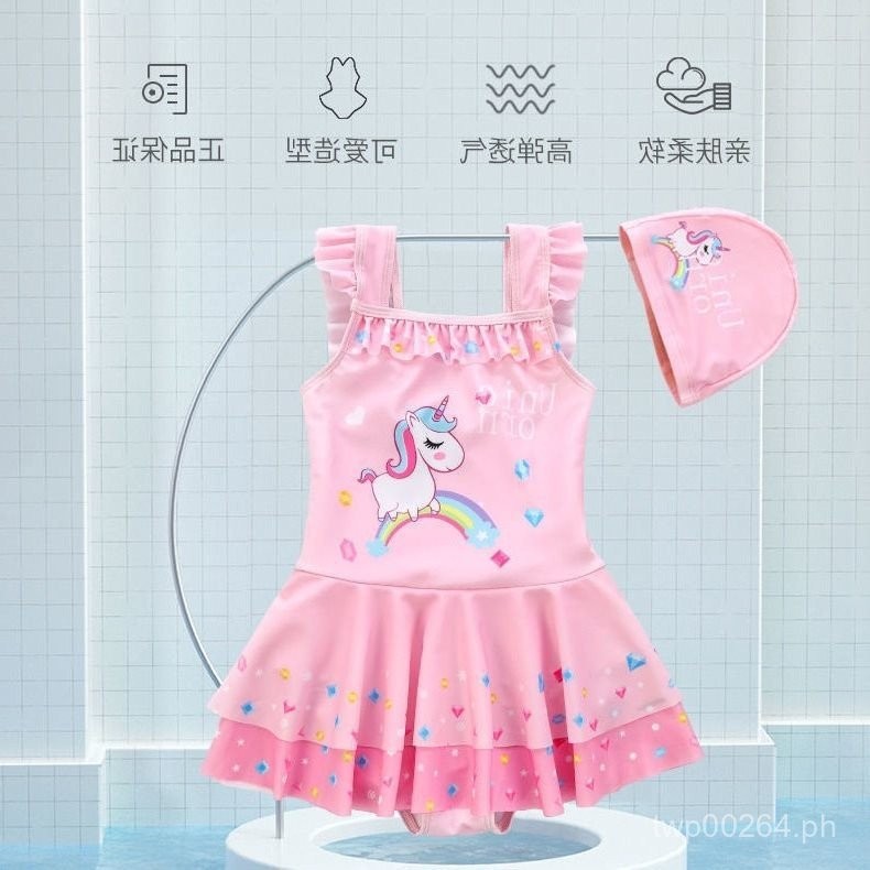 Children's Swimsuit Female One-Piece Girl Smaller and Big Kids ...