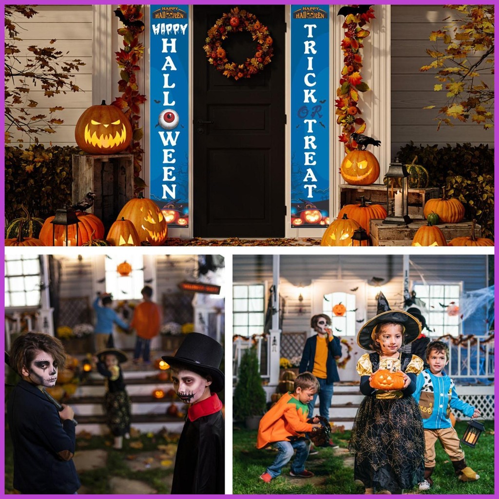 Halloween Porch Banner Welcome Door Banner Front Door Sign Halloween ...