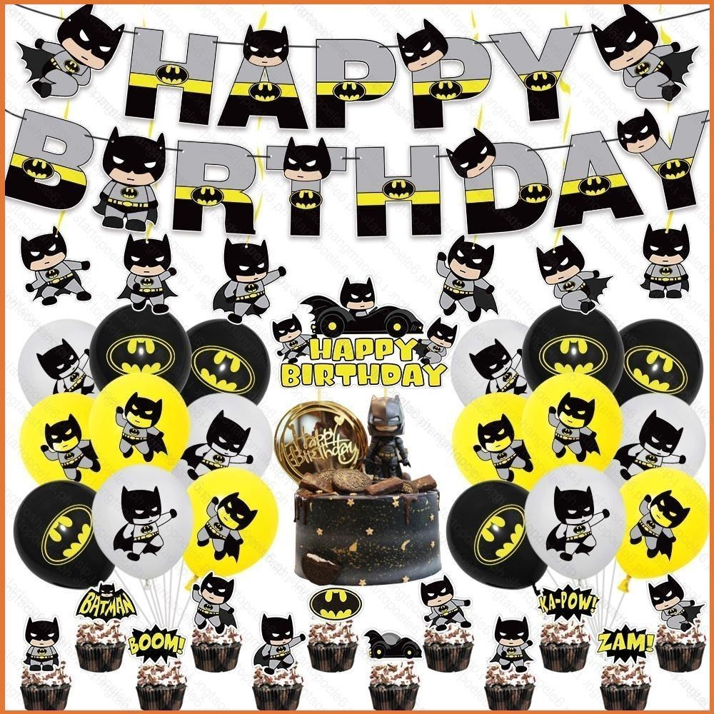 DC Batman Theme Happy Birthday Party Decorations Set Cake Topper ...