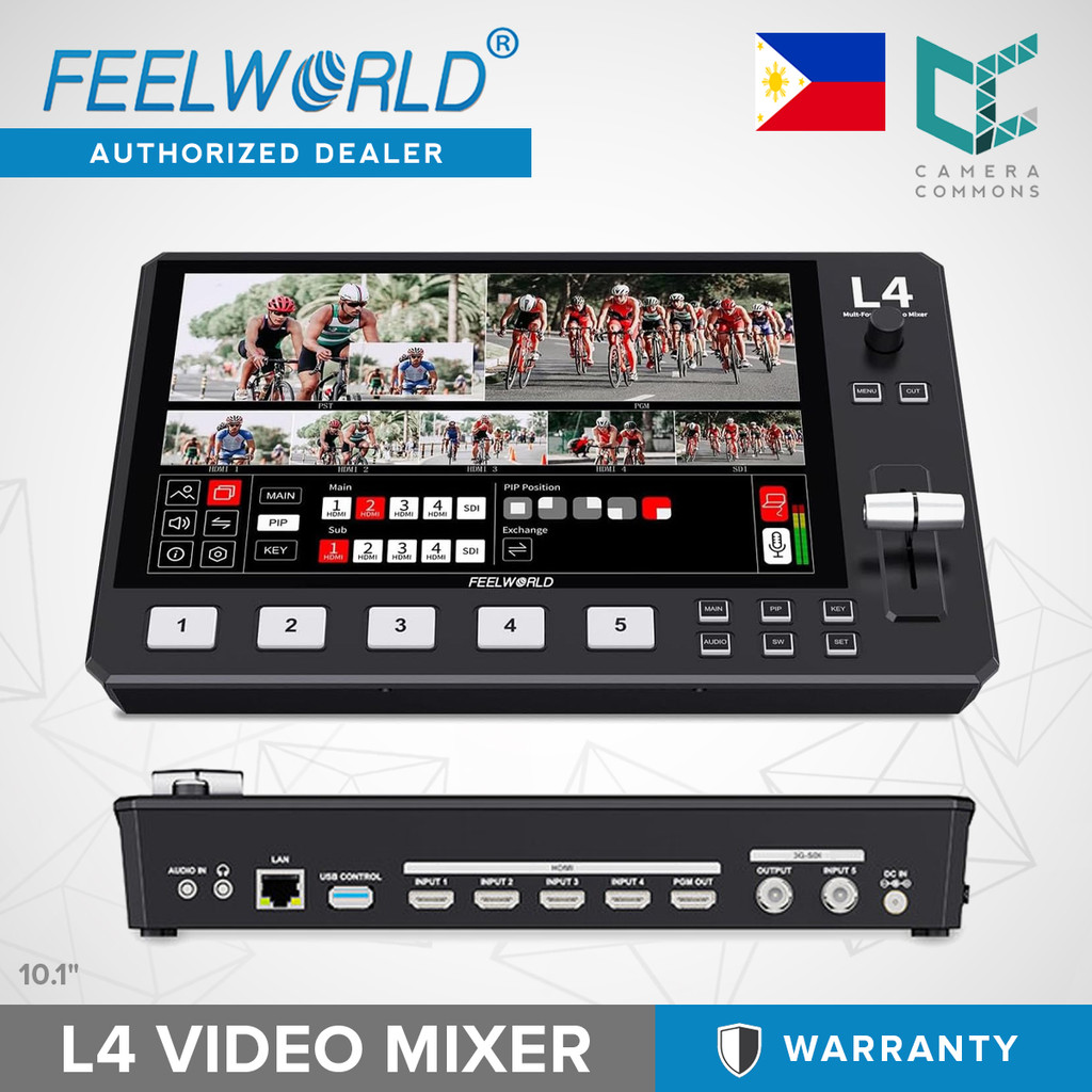 FEELWORLD L4 Multi-Camera Video Mixer Switcher 10.1" Touch Screen USB3 ...