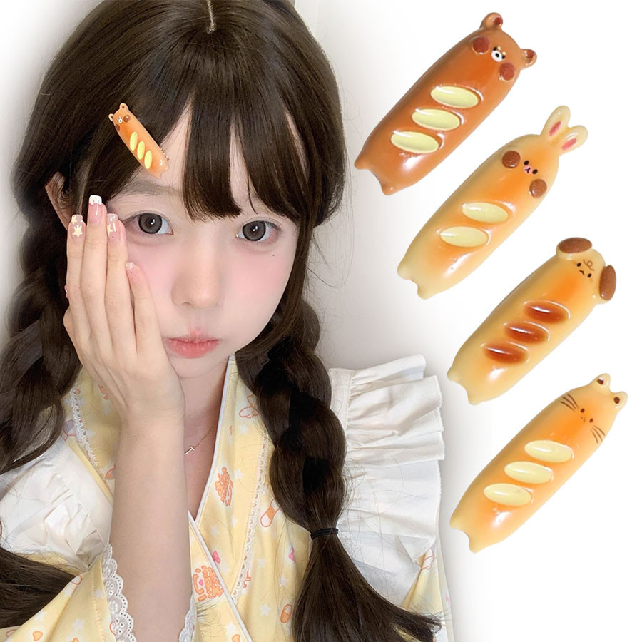 Fun Cartoon Cute Animal Bread Hairpin Girl Forehead Bangs Hairpin ...
