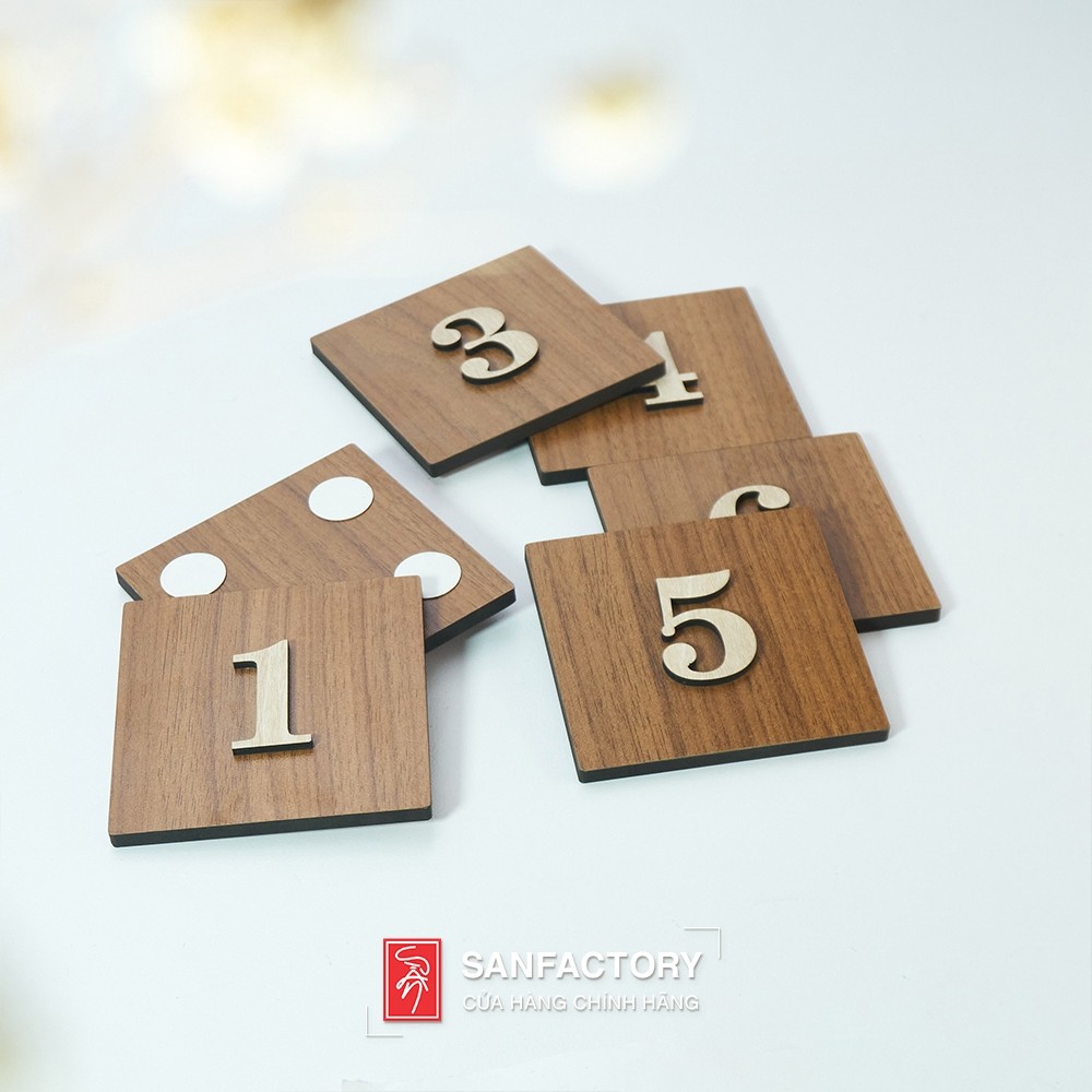 [SAN-TS03] Table number plates, laser-cut wooden boards with embossed ...
