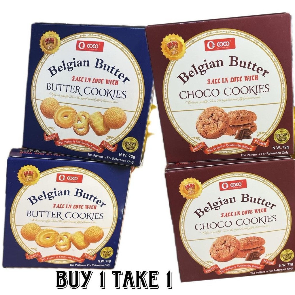Coco Belgian Butter cookies (BUY 1 TAKE 1) 72g biscuits snacks | Shopee ...