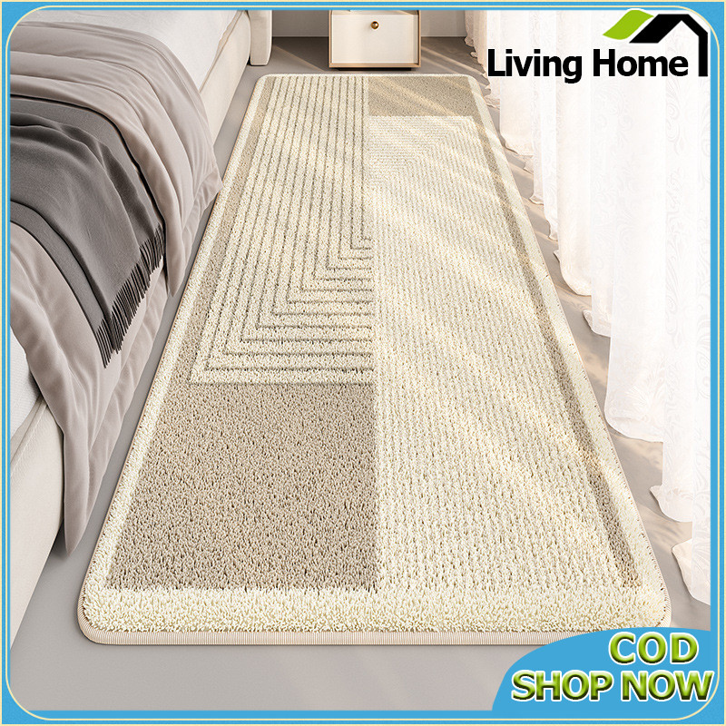 Imitation Cashmere Carpet Anti Slip Cotton Linen Bottom Bedroom Bedside ...