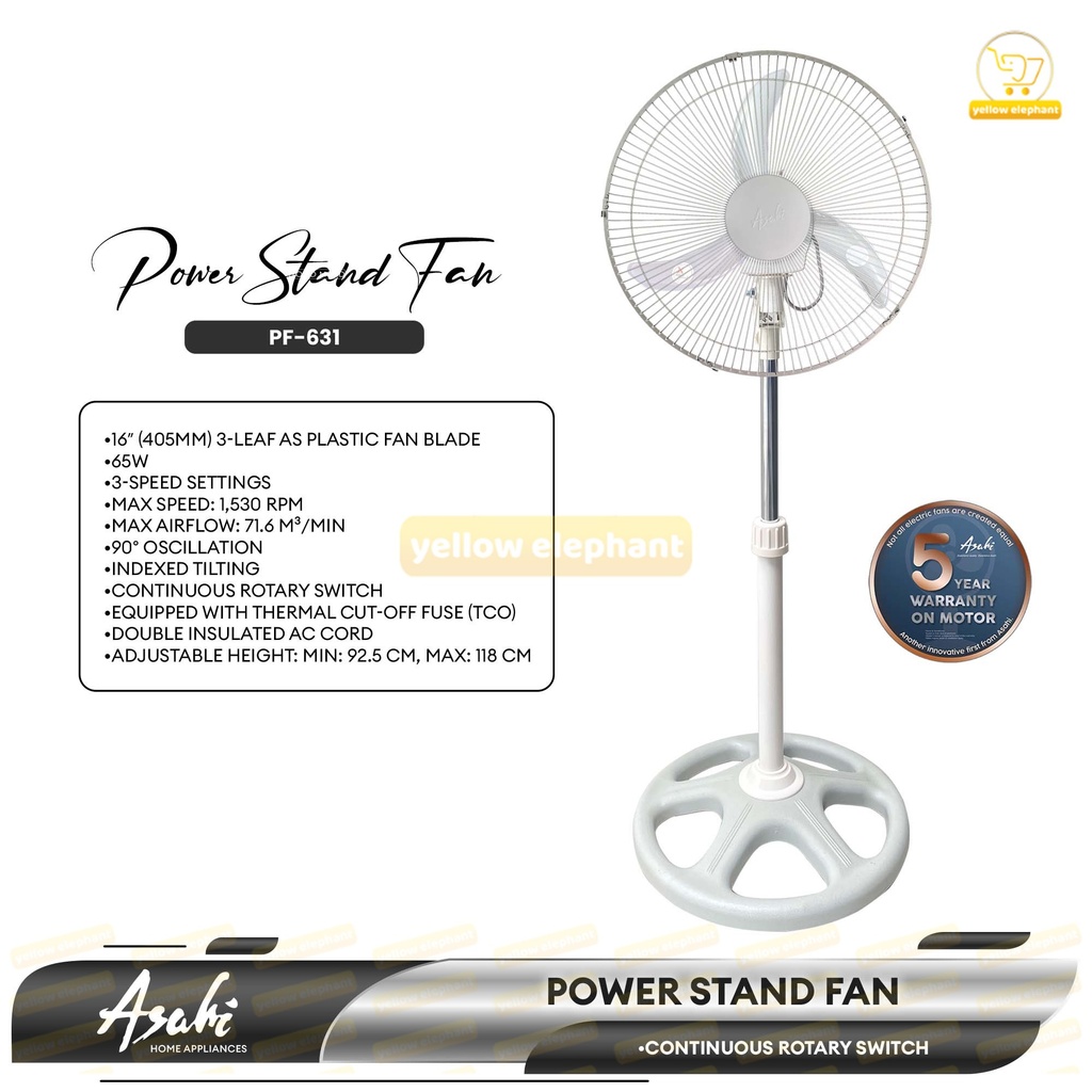 Asahi PF-631 16" Inches 3 Leaf Blade Stand Fan | Shopee Philippines