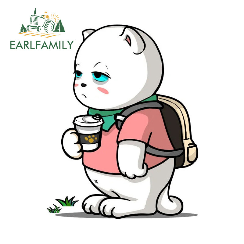 EARLFAMILY 13cm for Luckcat Cute Kawaii Cat Tired Sleepy Funny Cartoon Art Car Stickers Creative ...
