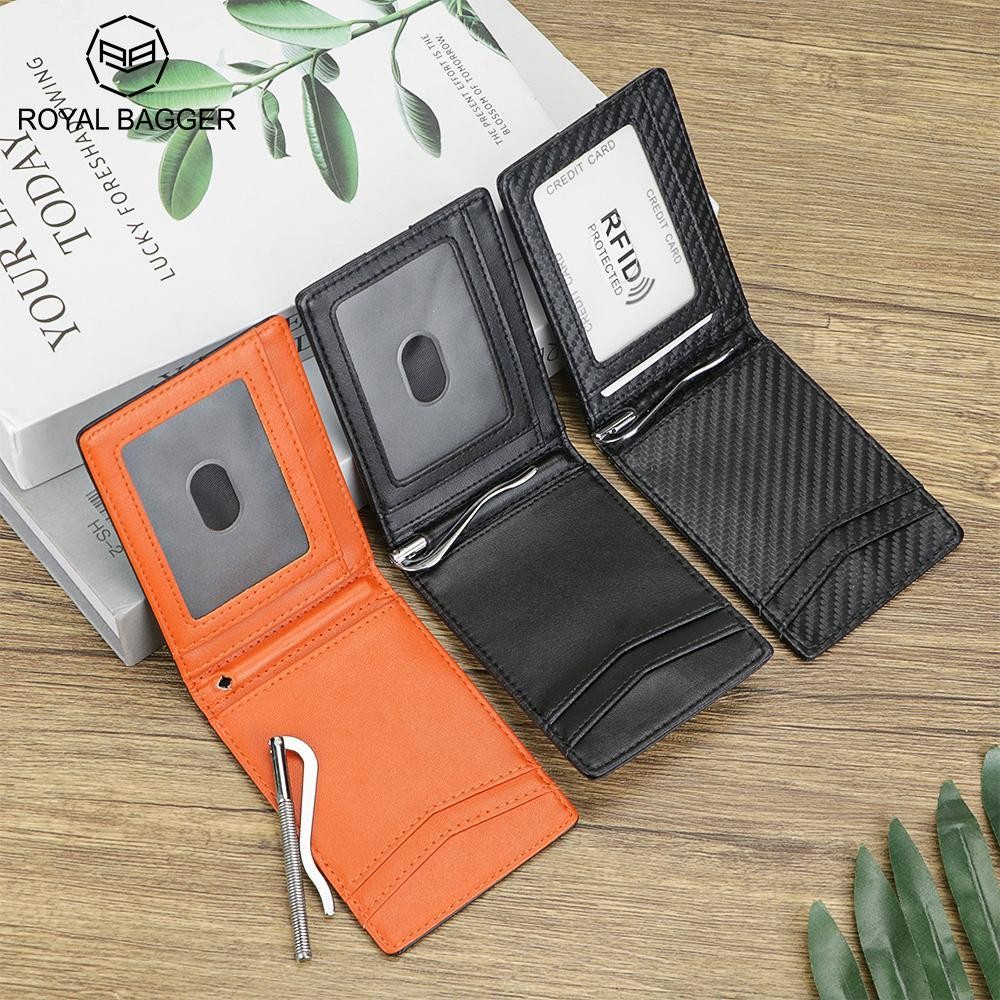 Royal Bagger Solid Color Short Wallets Genuine Leather Minimalist Card ...